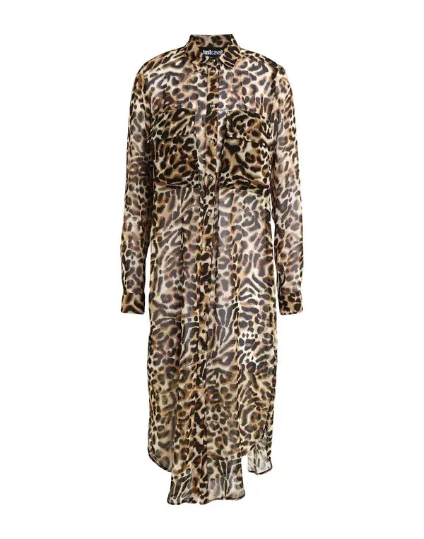 Just Cavalli Midi Dress Polyester Leopard Print