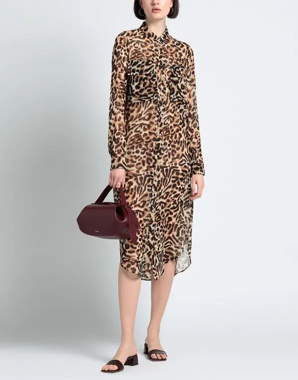 Just Cavalli Midi Dress Polyester Leopard Print