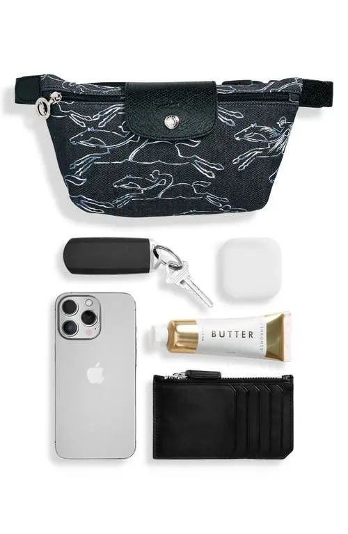 Longchamp Le Pliage Denim Belt Bag In Navy - 50% Off 