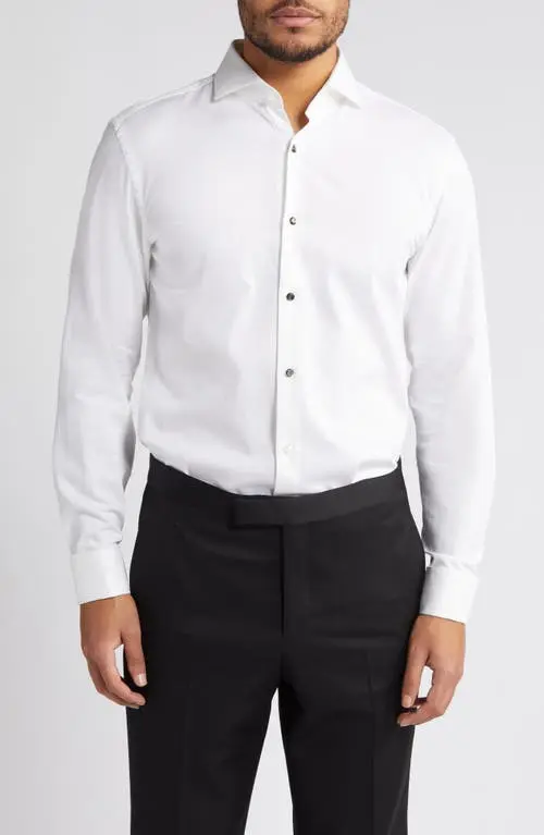 BOSS Hank Slim Fit Tuxedo Shirt - Wht