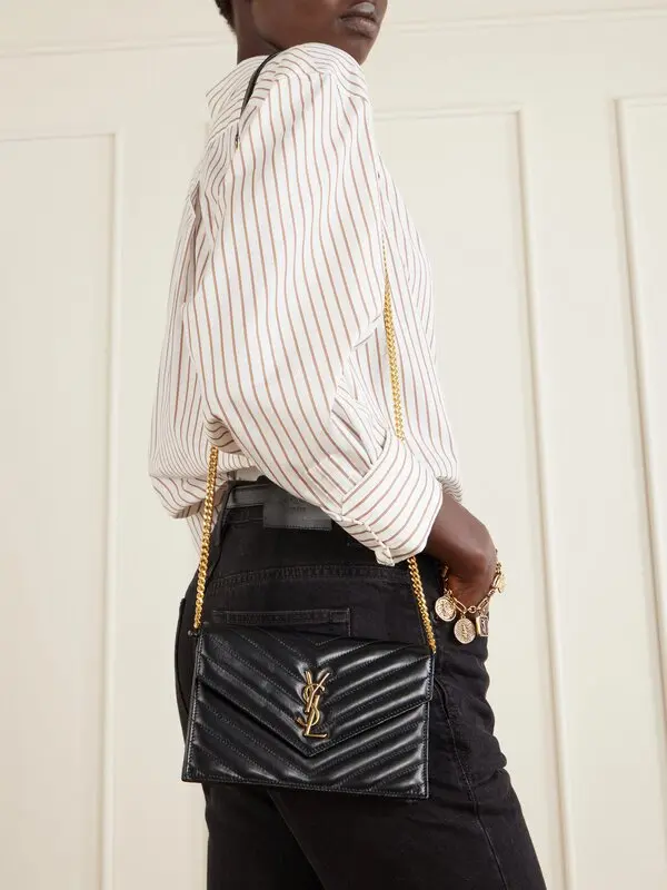Saint Laurent Cassandre Mini Matelassé Leather Chain Wallet