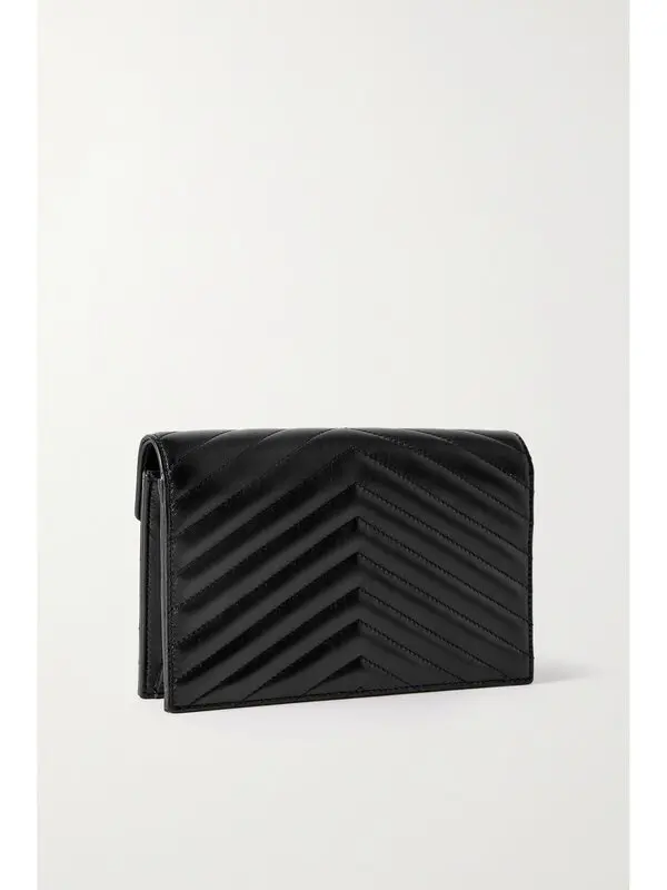 Saint Laurent Cassandre Mini Matelassé Leather Chain Wallet