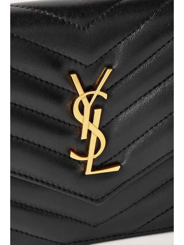 Saint Laurent Cassandre Mini Matelassé Leather Chain Wallet