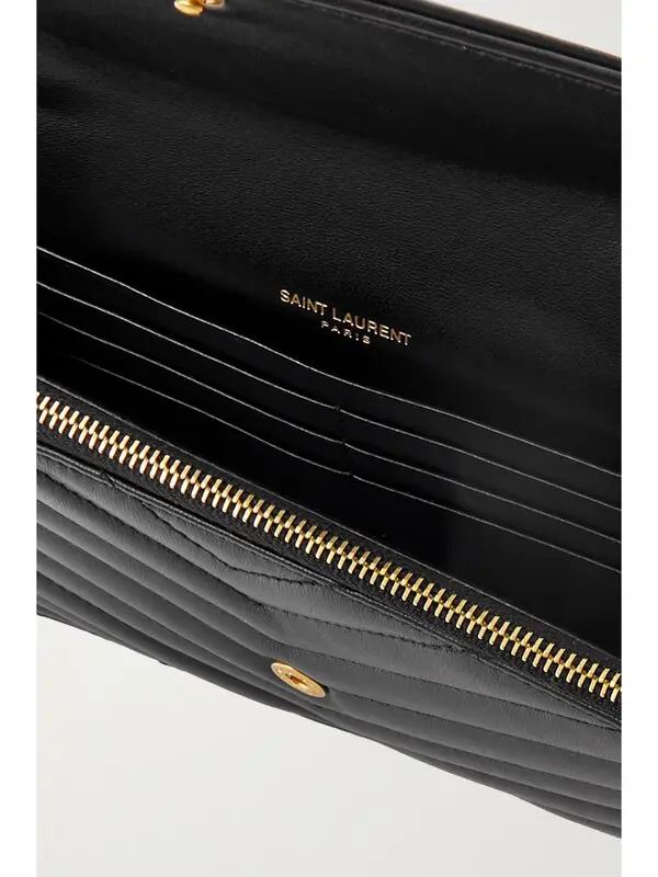 Saint Laurent Cassandre Mini Matelassé Leather Chain Wallet