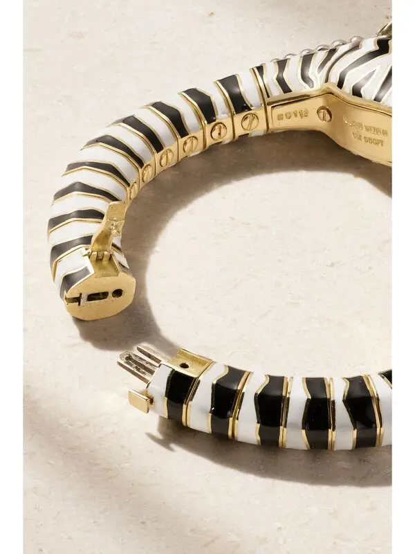 David Webb Zebra Diamond, Ruby, Enamel, 18-karat Gold And Platinum Bracelet