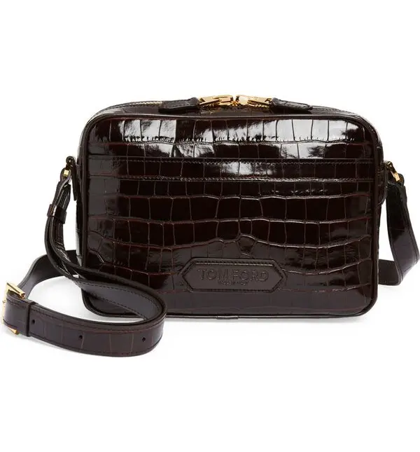 TOM FORD Croc-embossed Leather Messenger Bag