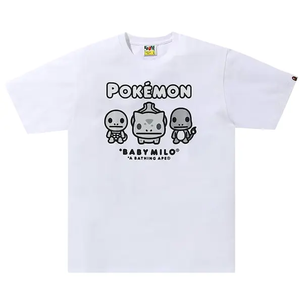 A BATHING APE Baby Milo X Pokemon Monotone Starters Tee #3 - White
