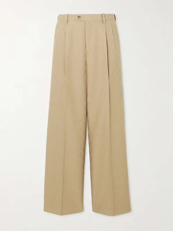 Gucci Pleated Wool-jacquard Trousers - Camel