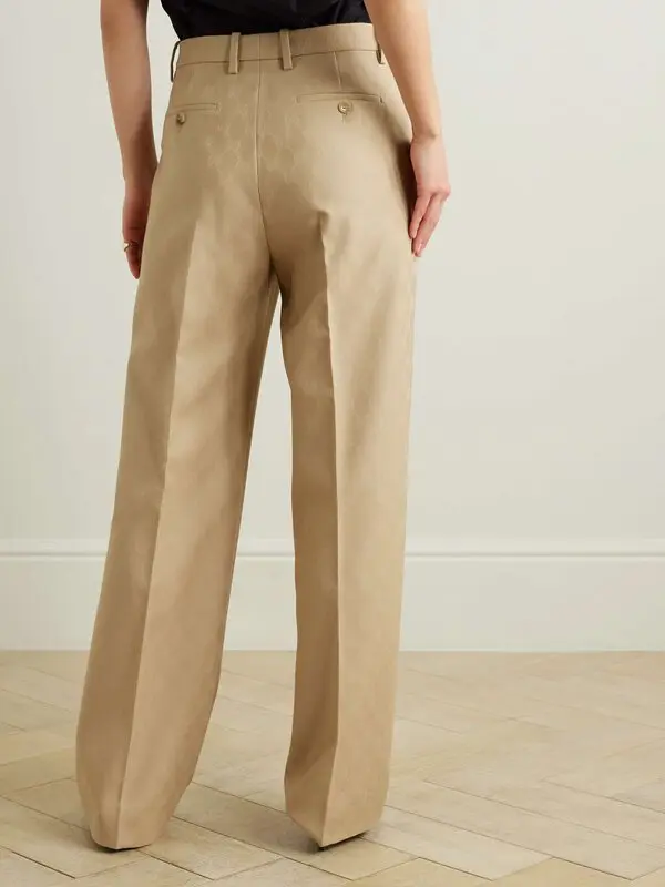 Gucci Pleated Wool-jacquard Trousers - Camel
