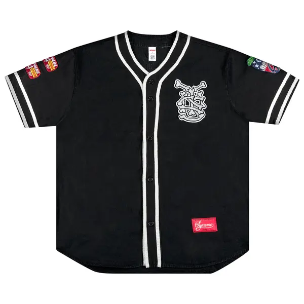 Supreme Patches Denim Baseball Jersey