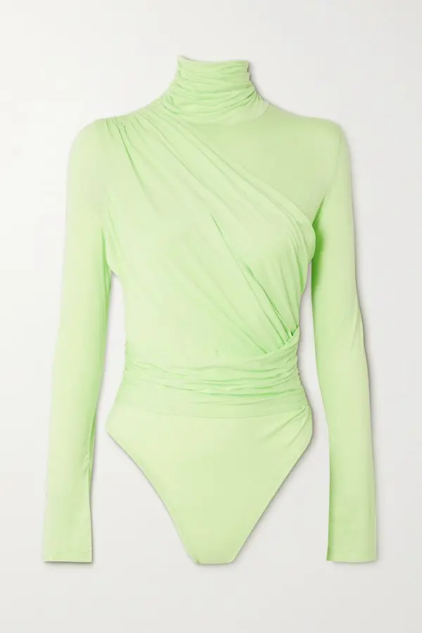 Gauge81 Patra Draped Stretch-jersey Turtleneck Bodysuit - Green