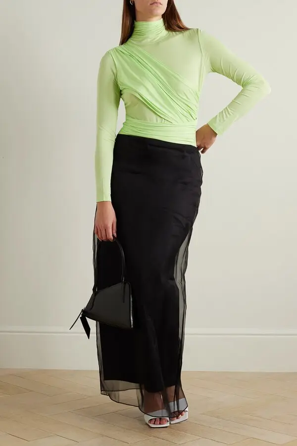 Gauge81 Patra Draped Stretch-jersey Turtleneck Bodysuit - Green