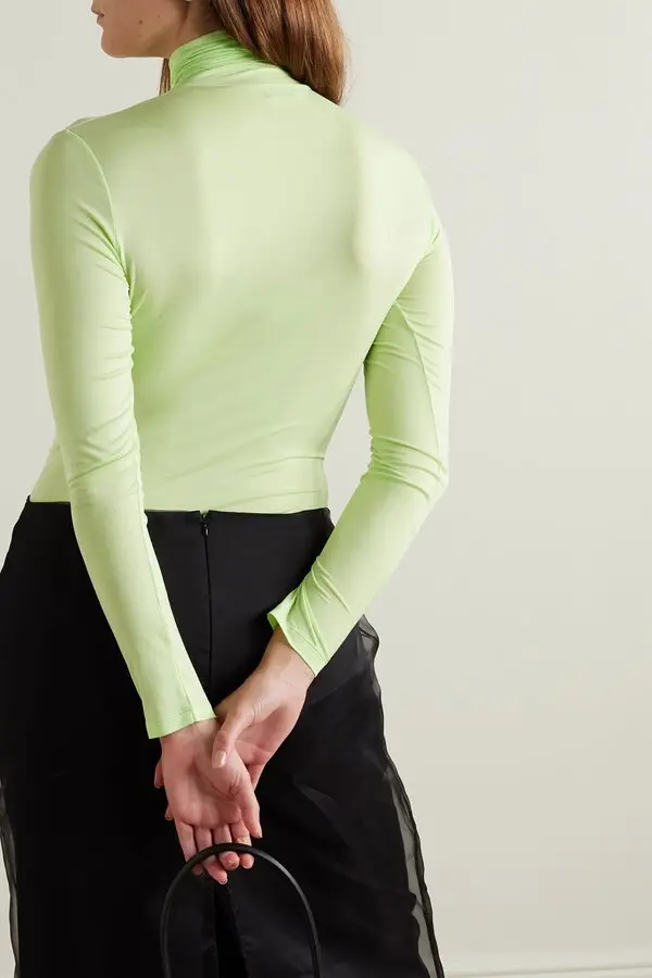 Gauge81 Patra Draped Stretch-jersey Turtleneck Bodysuit - Green