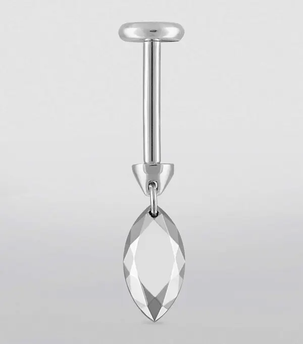 MARIA TASH Faceted Marquise Threaded Charm Single Earring - White