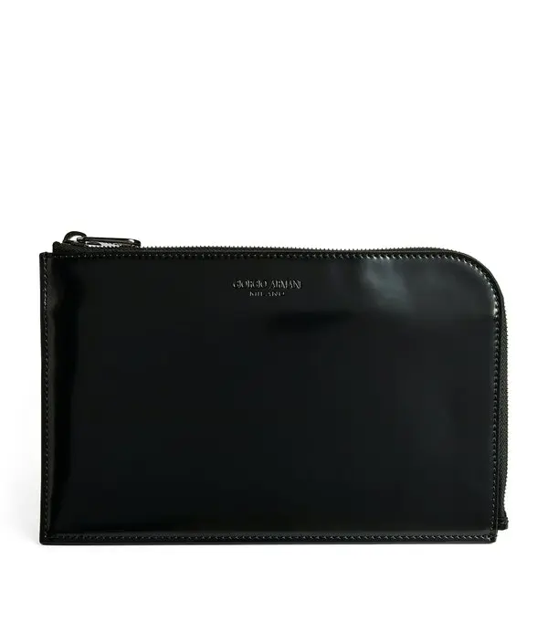 Giorgio Armani Leather Zip-around Wallet - Black