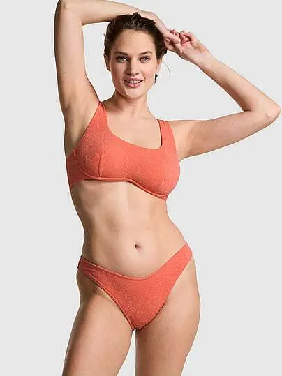 Pink Wave Bikini Top - Orange