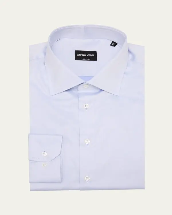 Giorgio Armani Solid Cotton Dress Shirt - Blue