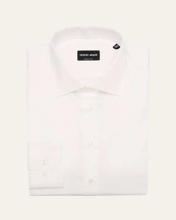 Giorgio Armani Solid Cotton Dress Shirt - White