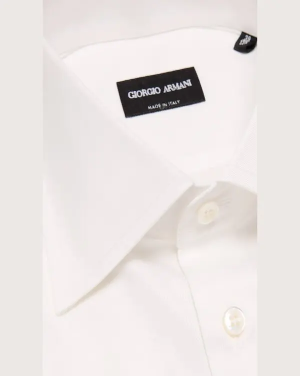 Giorgio Armani Solid Cotton Dress Shirt - White