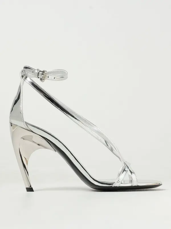 Alexander McQueen Metallic Heeled Sandals - Silver