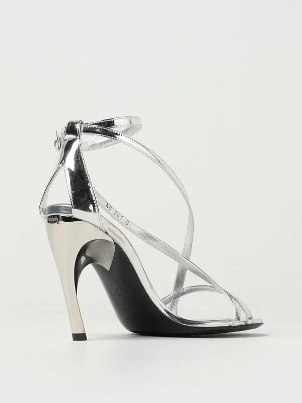 Alexander McQueen Metallic Heeled Sandals - Silver