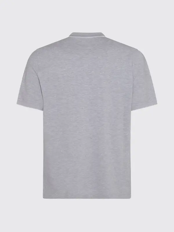 Brunello Cucinelli Short-sleeve Cotton Polo Shirt With Embroidered Crest - Grey