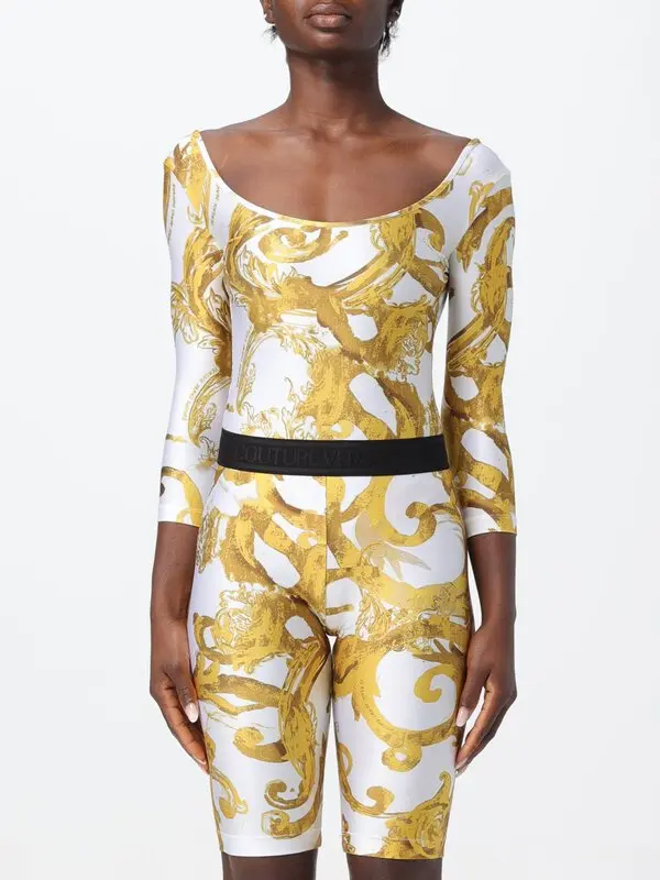Versace Printed Long Sleeve Bodysuit