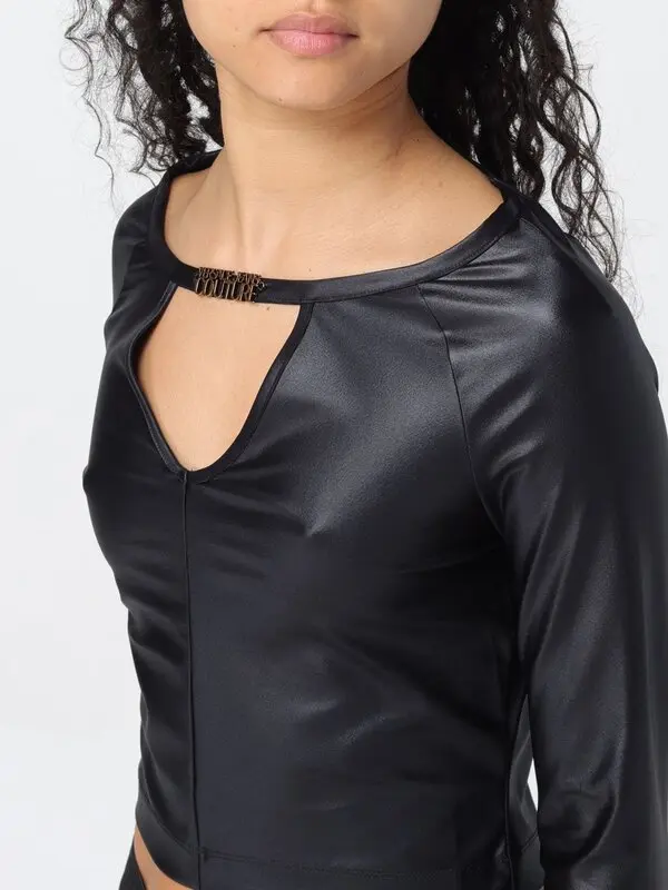 Versace Long Sleeve Crop Top With Keyhole Detail