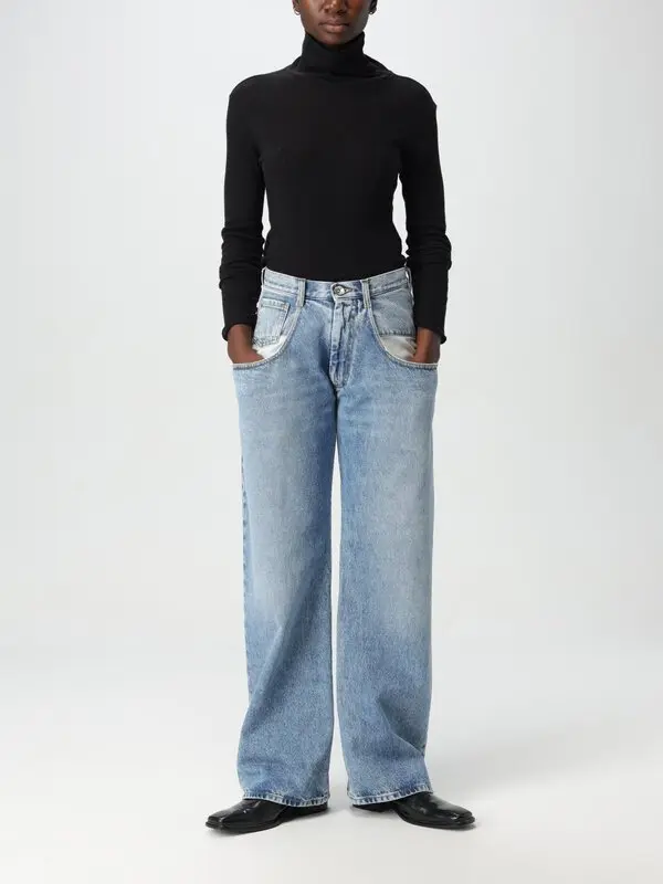 MAISON MARGIELA High-waisted Wide-leg Baggy Cotton Jeans - Blue