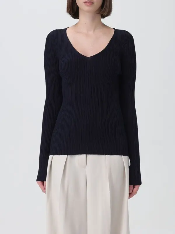 Theory Ribbed V-neck Pullover - Navy
