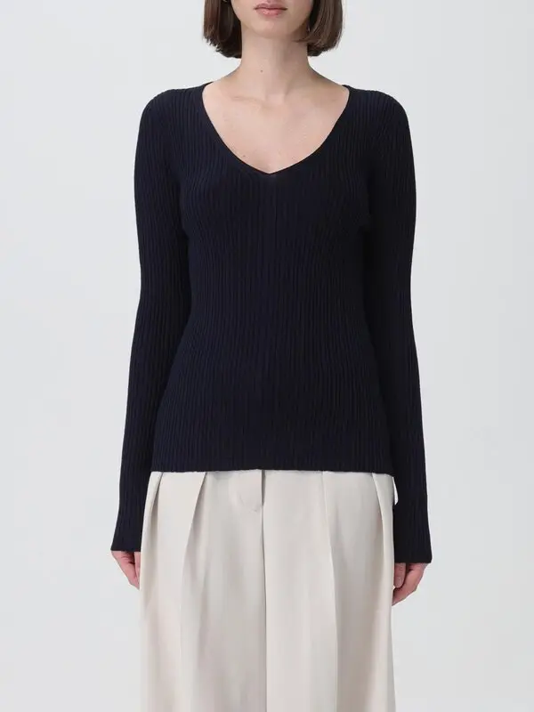 Theory Ribbed V-neck Sweater - Navy