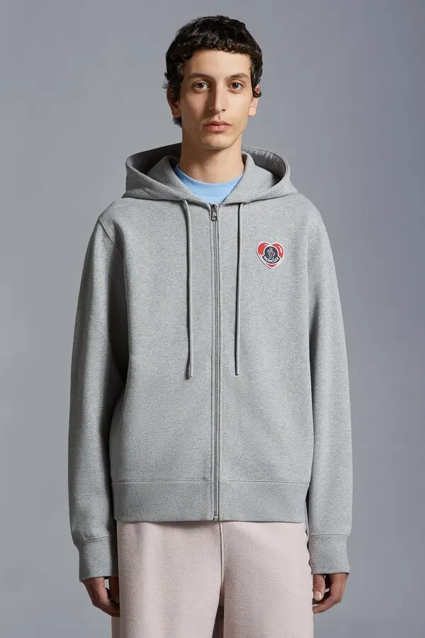 MONCLER グレー ハート型ロゴ パーカー XL Moncler Heart Popover Hoodie - Grey | Editorialist