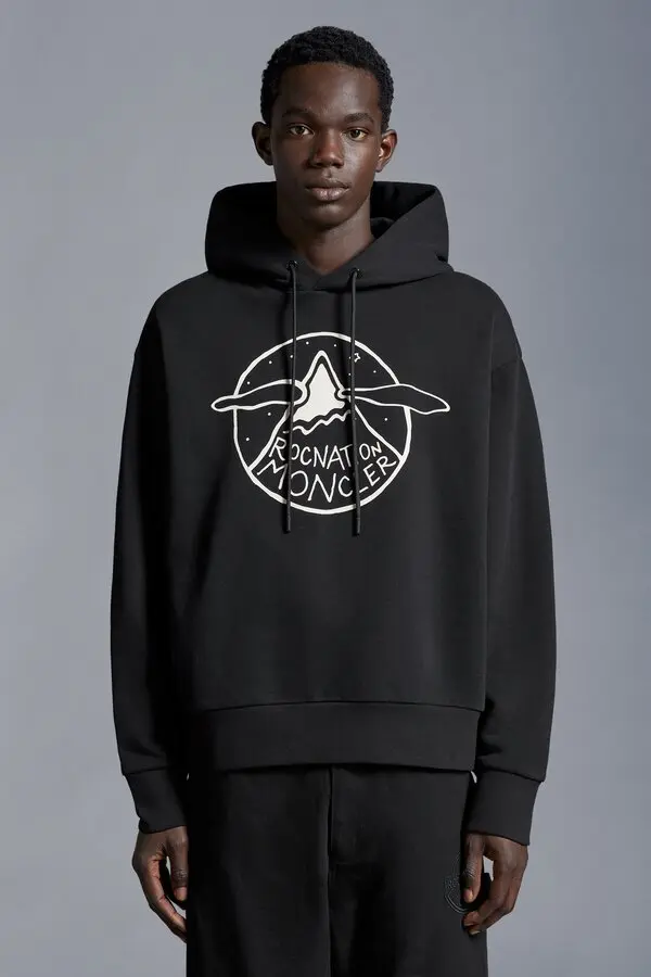 Moncler X Roc Nation By Jay-Z Logo Motif Hoodie - Black | Editorialist