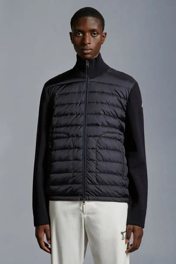 Moncler Padded Wool Cardigan - Blue | Editorialist