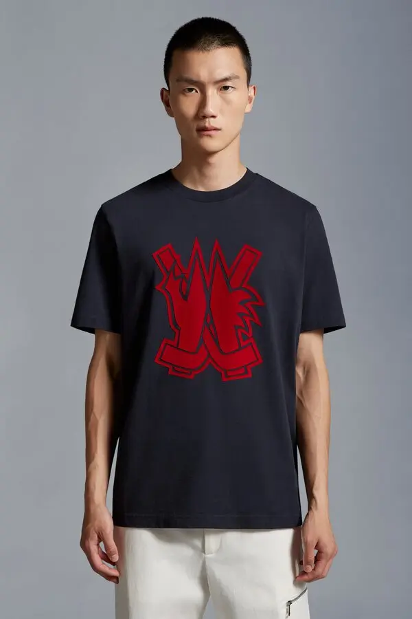 Moncler Hockey Logo T-Shirt - Blue | Editorialist