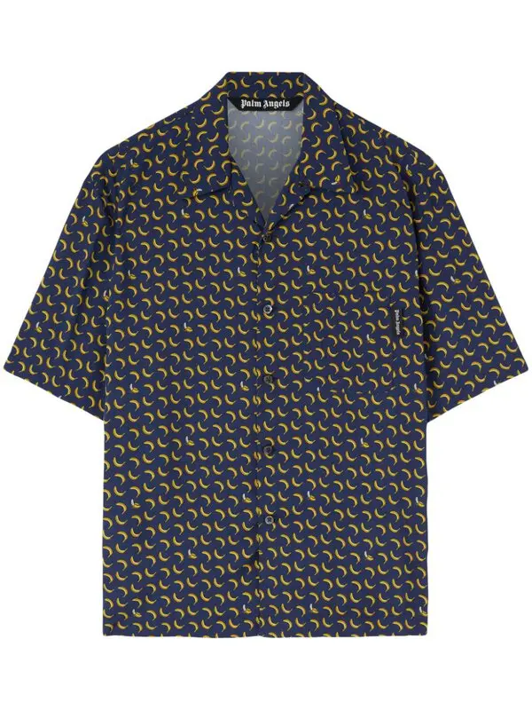 Palm Angels Banana-print Shirt - Blue