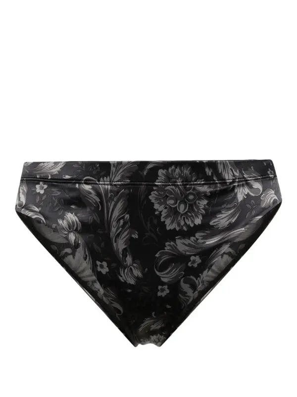 Versace Barocco-print Satin Briefs - Black