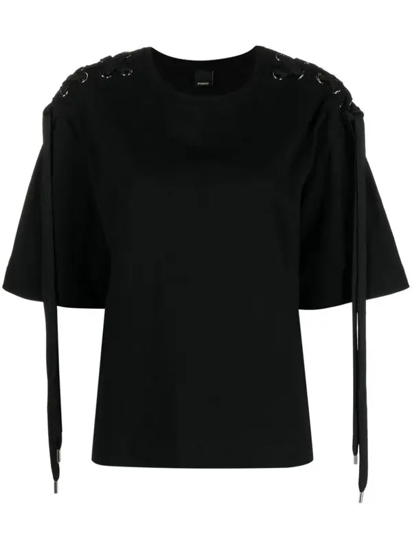Pinko Lace-up Cotton T-shirt