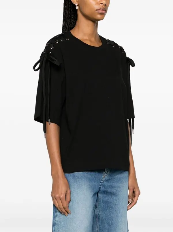 Pinko Lace-up Cotton T-shirt