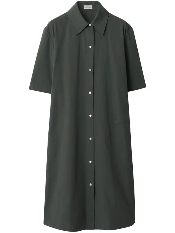 Burberry Straight-point Collar Cotton-blend Dress - Green
