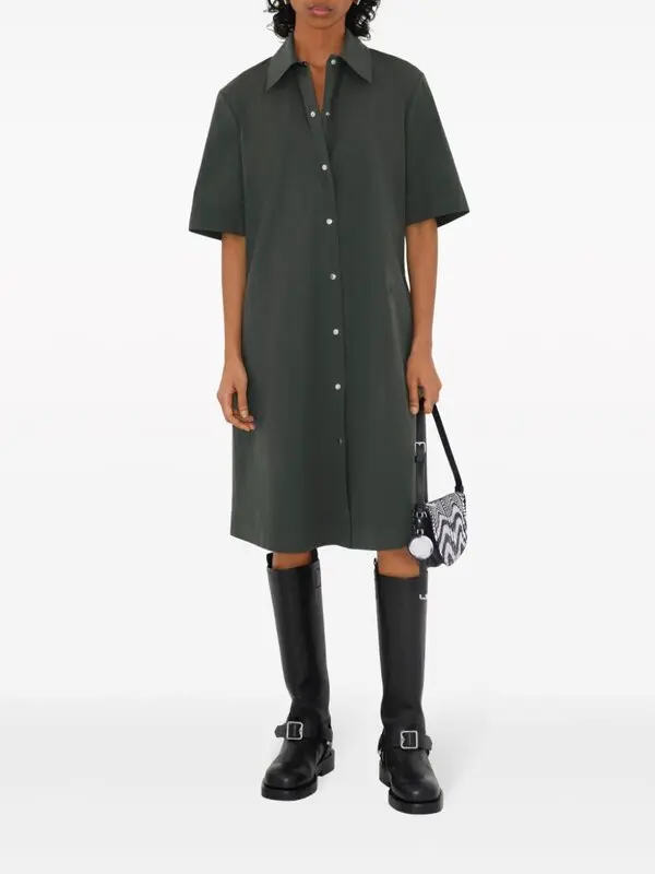 Burberry Straight-point Collar Cotton-blend Dress - Green