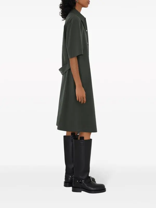 Burberry Straight-point Collar Cotton-blend Dress - Green