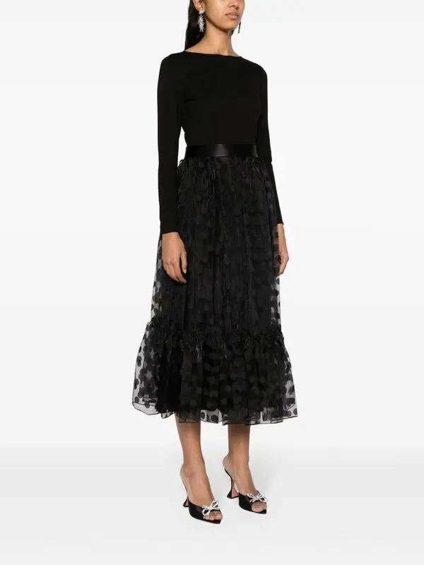 knee length dresses for ladies Black Tulle Fit & Flare Dress