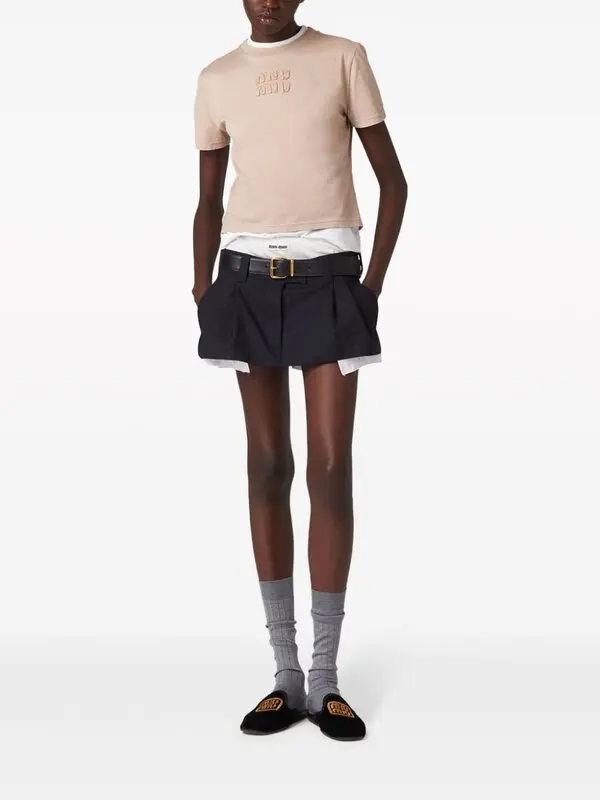 Miu Miu Logo-embroidered T-shirt