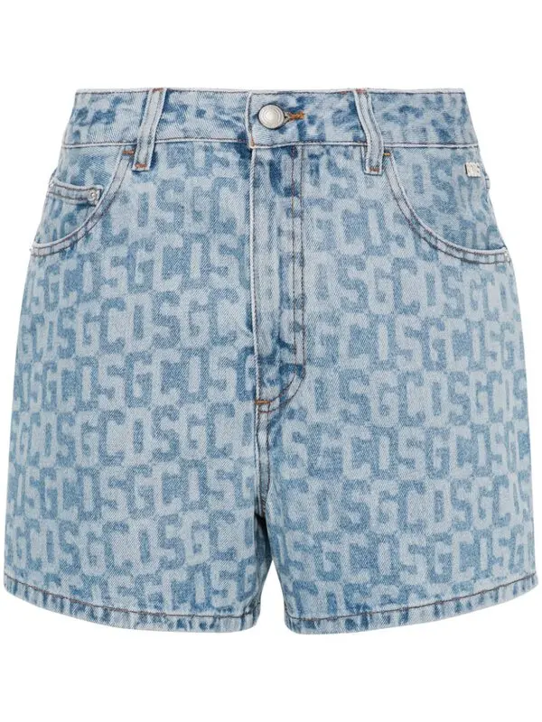 Gcds Monogram High-rise Denim Shorts