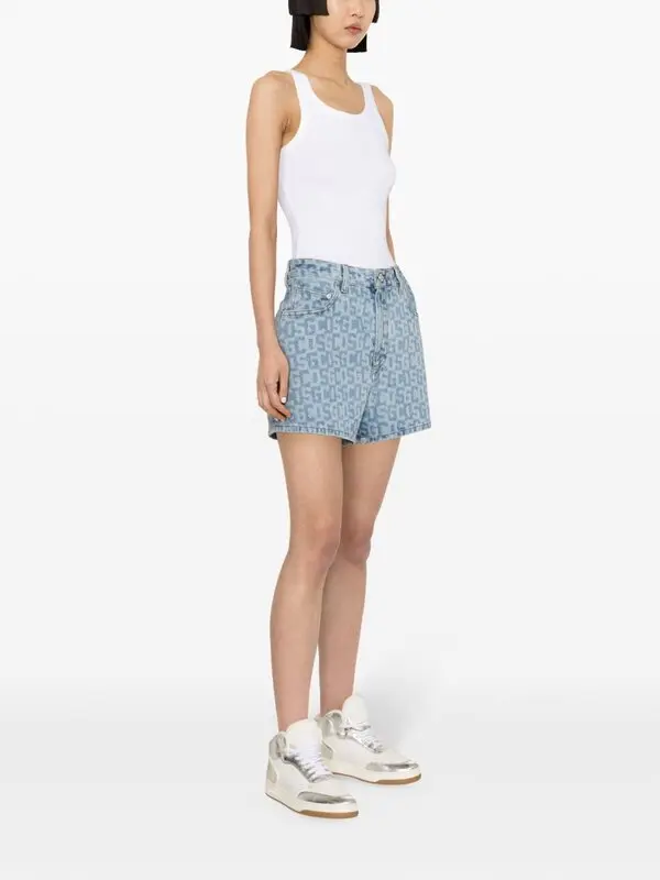 Gcds Monogram High-rise Denim Shorts