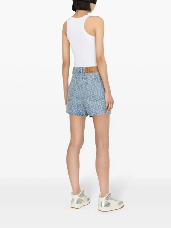 Gcds Monogram High-rise Denim Shorts