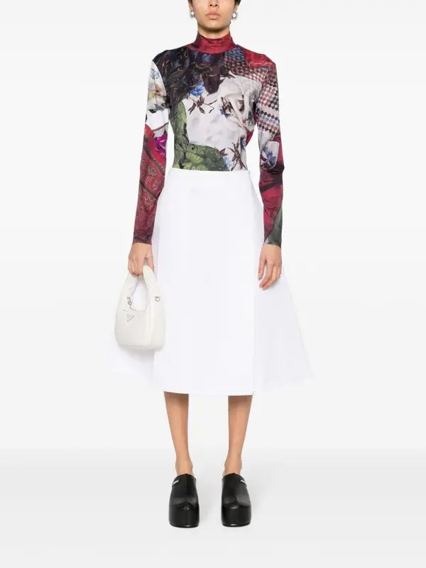 Marni A-line Cotton Midi Skirt - White