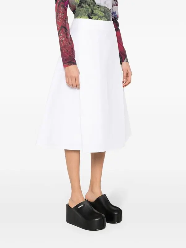 Marni A-line Cotton Midi Skirt - White