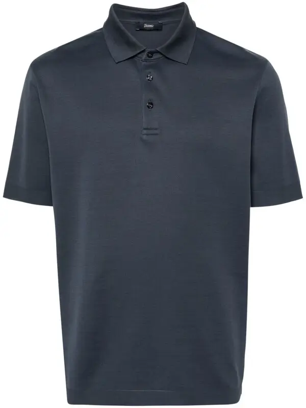 Herno Knitted Cotton Polo Shirt - Blue